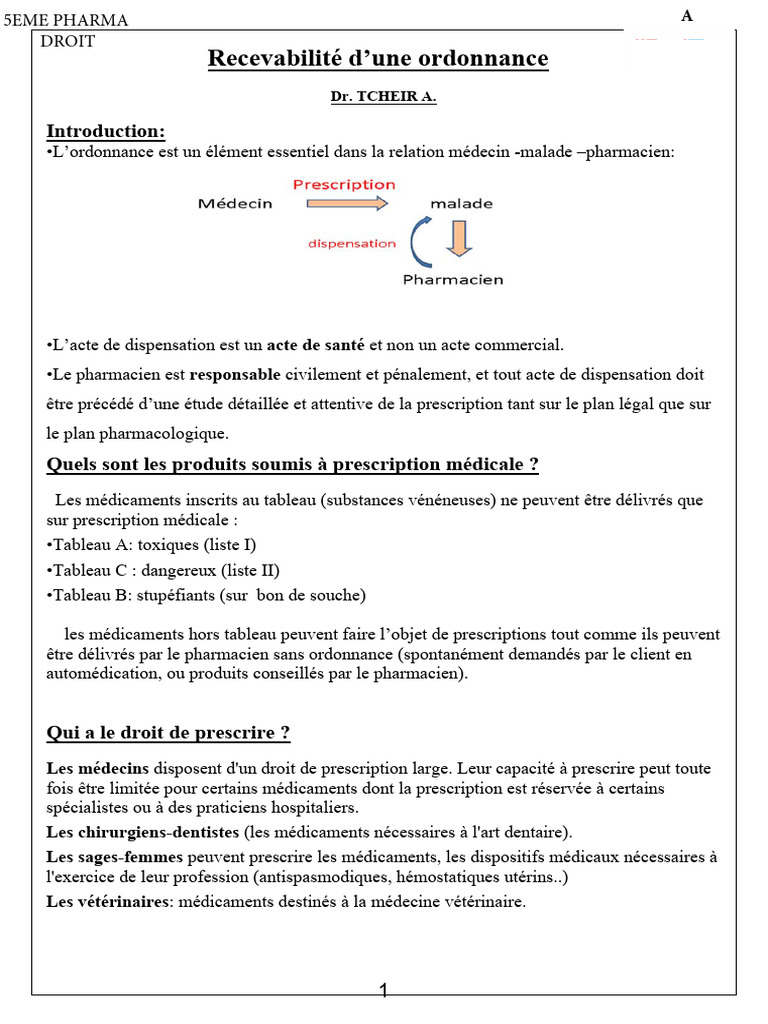 Recevabilité des ordonnances médicales | PDF | Ordonnance médicale ...