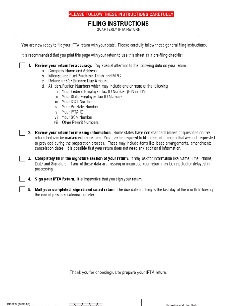 Filing Instructions: Please Follow These Instructions Carefully | PDF ...