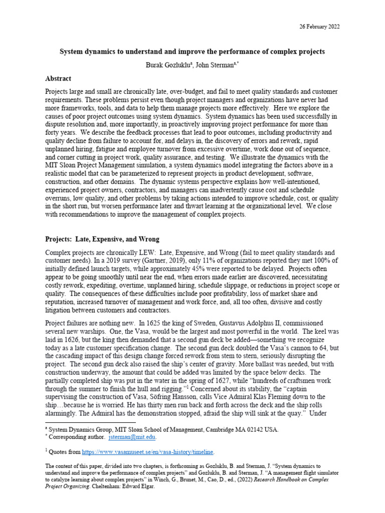 Gozluklu-Sterman WP 2022 System-Dynamics | PDF | Quality Assurance ...