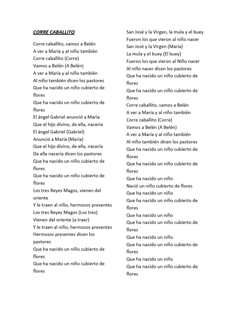 Letra Corre Caballito | PDF | María, madre de Jesús | Santos Cristianos ...