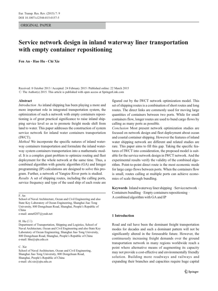 Service Network Design in Inland Waterway Liner Transportation With Empty Container ...
