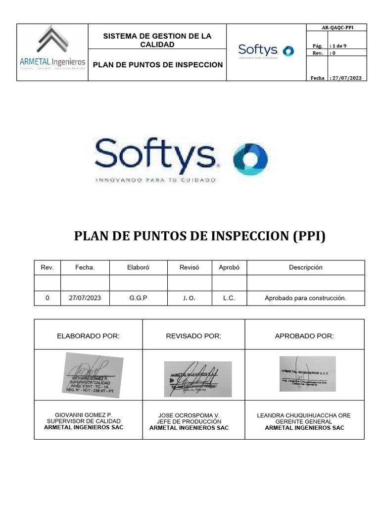 Plan de Puntos de Inspeccion (Ppi) | Descargar gratis PDF | Sistema de manejo de calidad | Soldadura