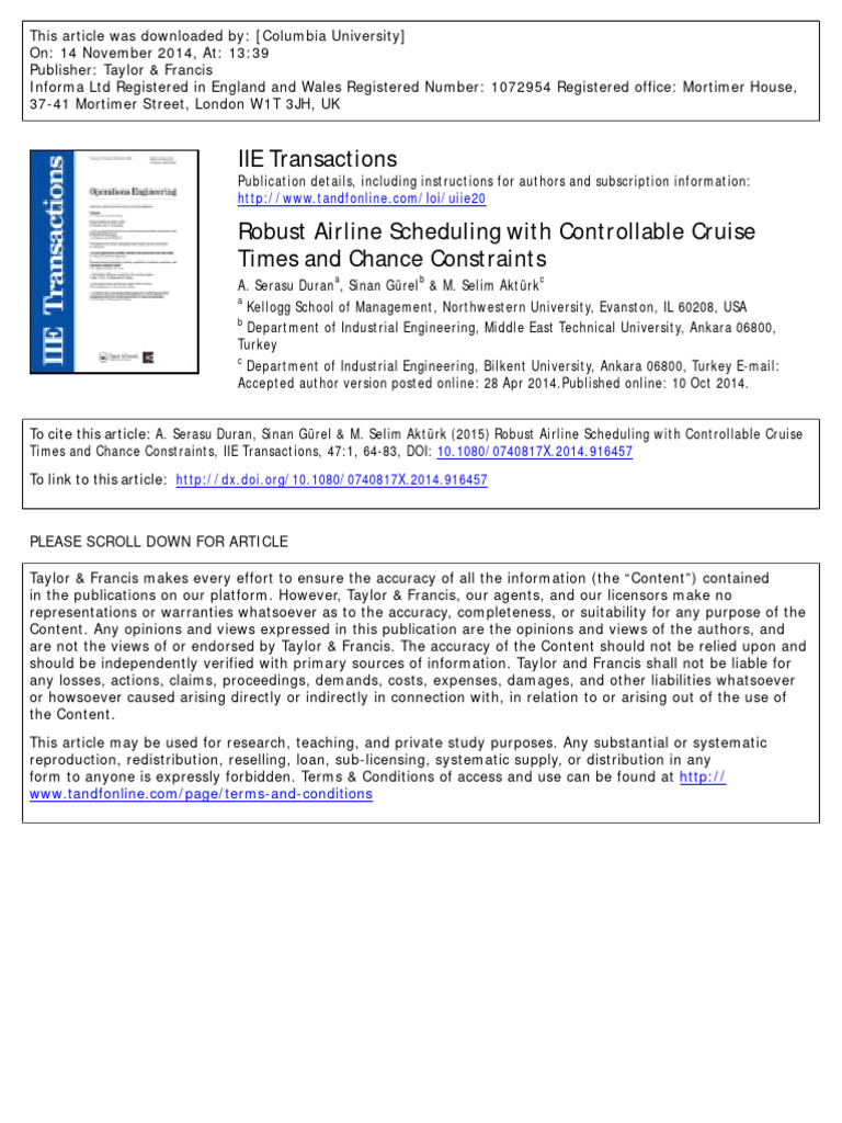 Robust Airline Scheduling With Controllable Cruise Times and Chance ...