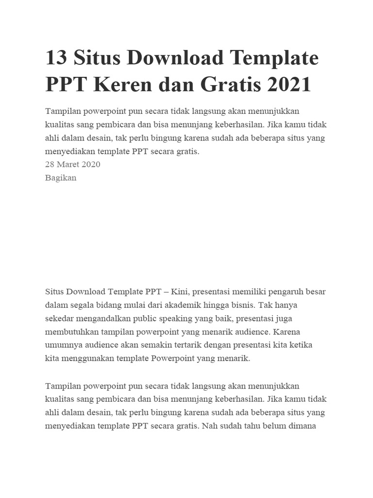 13 Situs Download Template Ppt Keren Dan Gratis 2021 Pdf