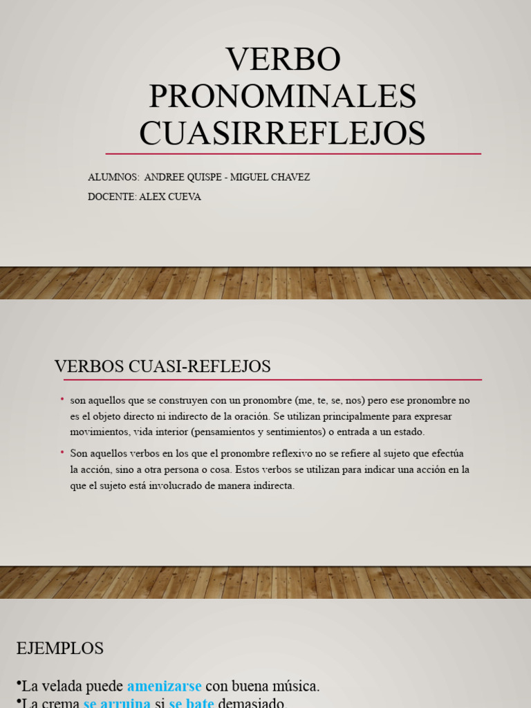 Verbo Pronominales Cuasirreflejos | PDF | Artes del Lenguaje y ...