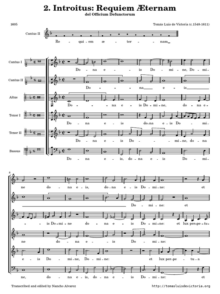 Introitus - Officium Defunctorum - Victoria | PDF | Classical Music ...