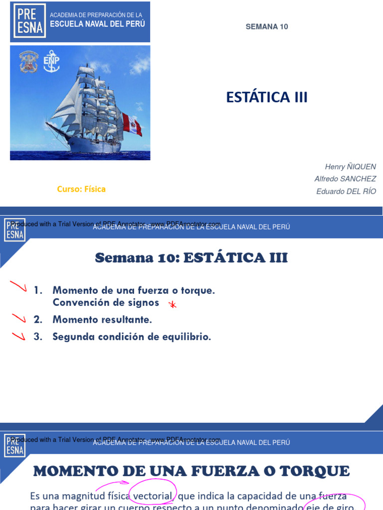 Semana 10 Estática III (Torque y 2da Condición) | PDF | Esfuerzo de torsión | Fuerza