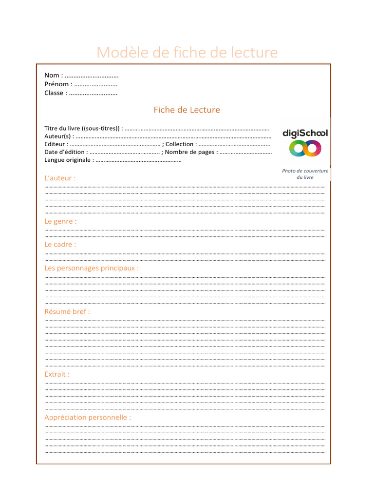 Modele Fiche Lecture | PDF