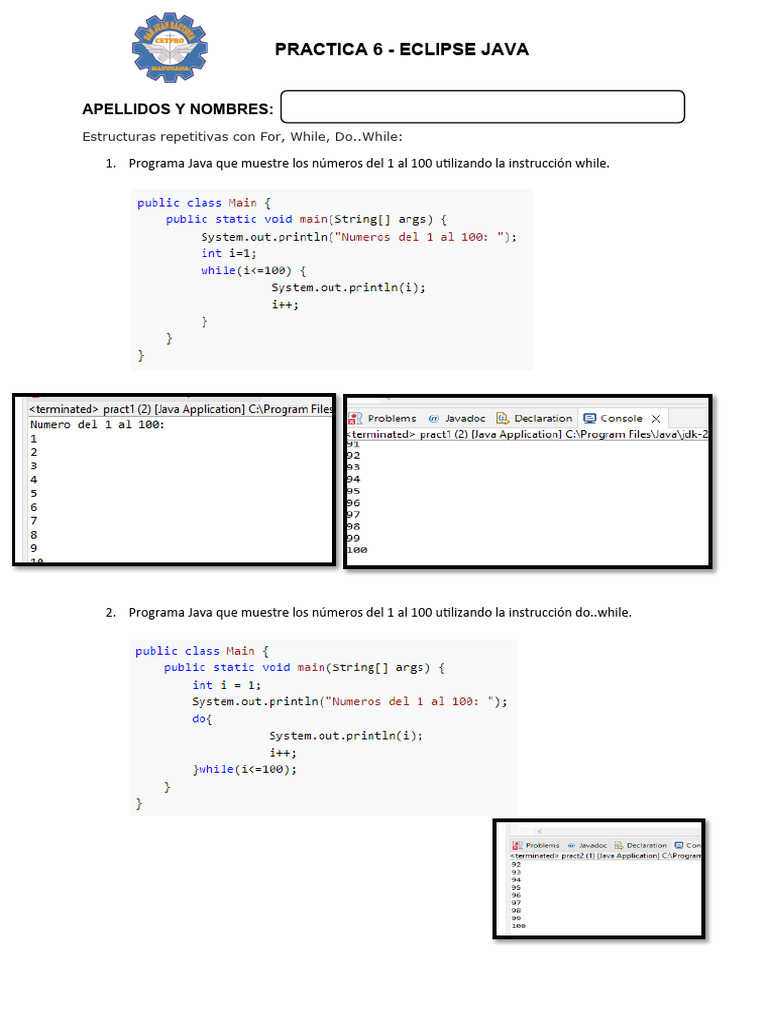 Practica 6 Eclipse - Java | PDF Practica 6 Eclipse - Java | PDF