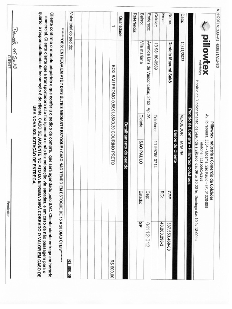 Contrato Pillowtec Ibirapuera | PDF
