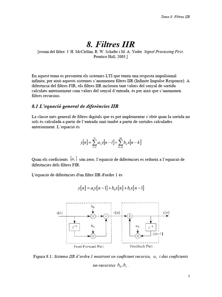 Tema 8 Filtres IIR | PDF