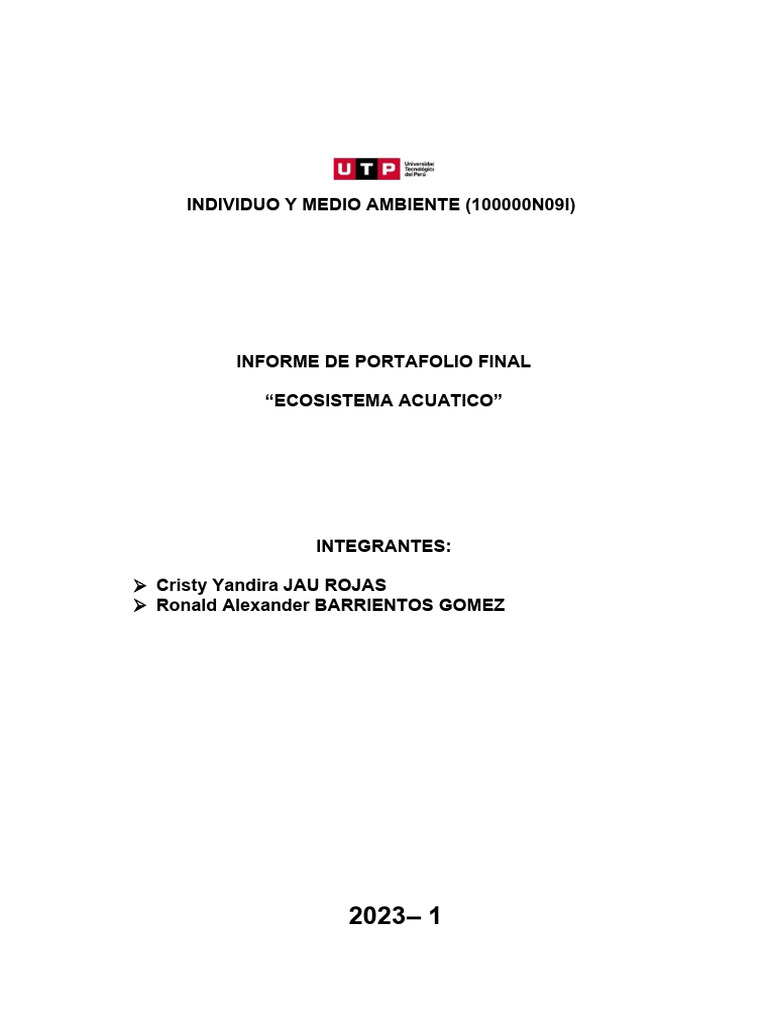PORTAFOLIO FINAL - PTF - Ronald Alexander BARRIENTOS GOMEZ | PDF | Agua ...
