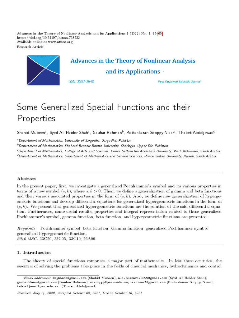 10 31197-Atnaa 768532-1199308 | PDF | Integral | Special Functions