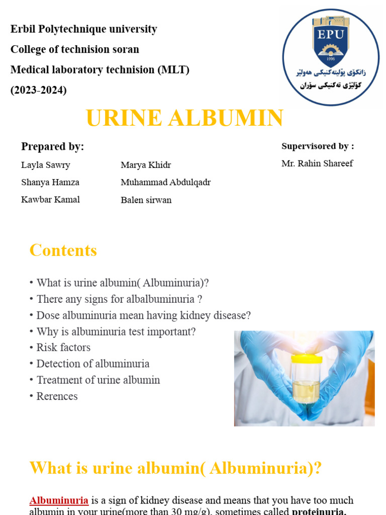 Urine Albumin | PDF | Chronic Kidney Disease | Medicine