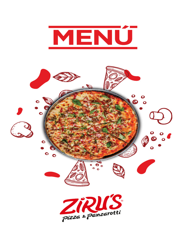 Menú Zirus Pizza: Sabor y Tradición | PDF | Pizza | ensalada