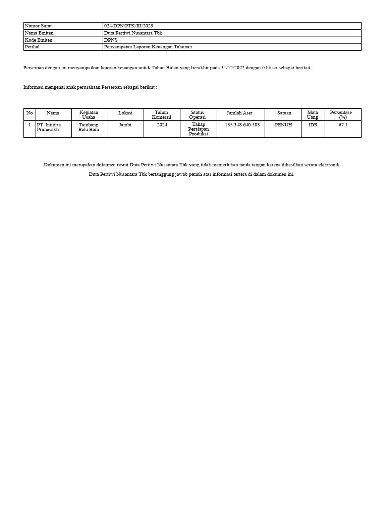 FinancialStatement 2022 Tahunan DPNS | PDF