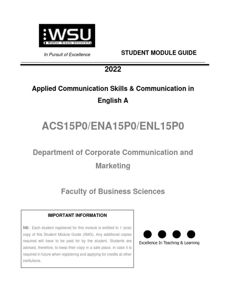 Communication Year 1 2022 - ENL - ENA - ACS - SMG | PDF | Learning ...