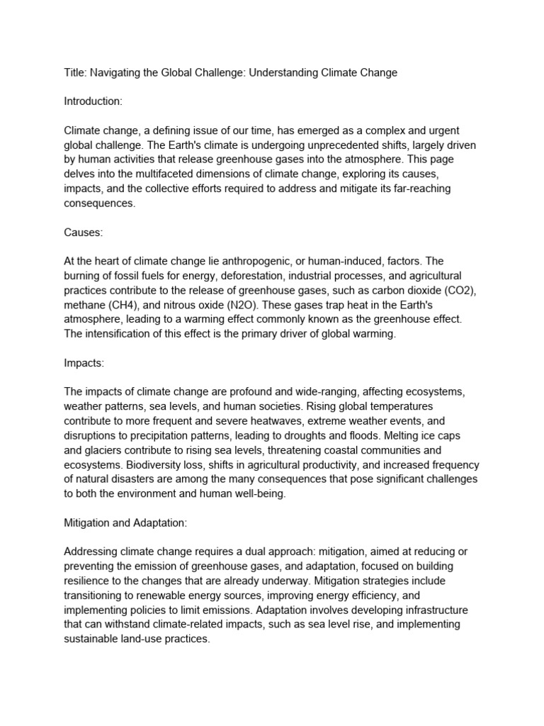 Navigating The Global Challenge - Understanding Climate Change ...