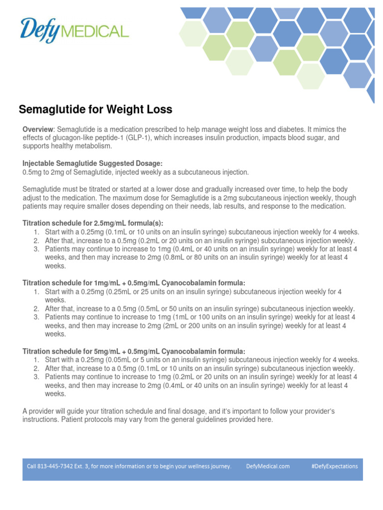 Semaglutide Info Sheet V8 | PDF | Dose (Biochemistry) | Chemistry