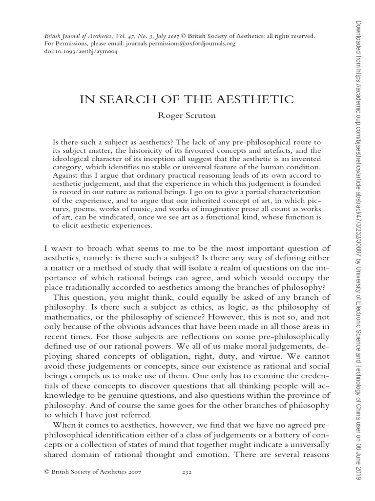 Aesthetic Philosophy Explored | PDF | Aesthetics | Immanuel Kant