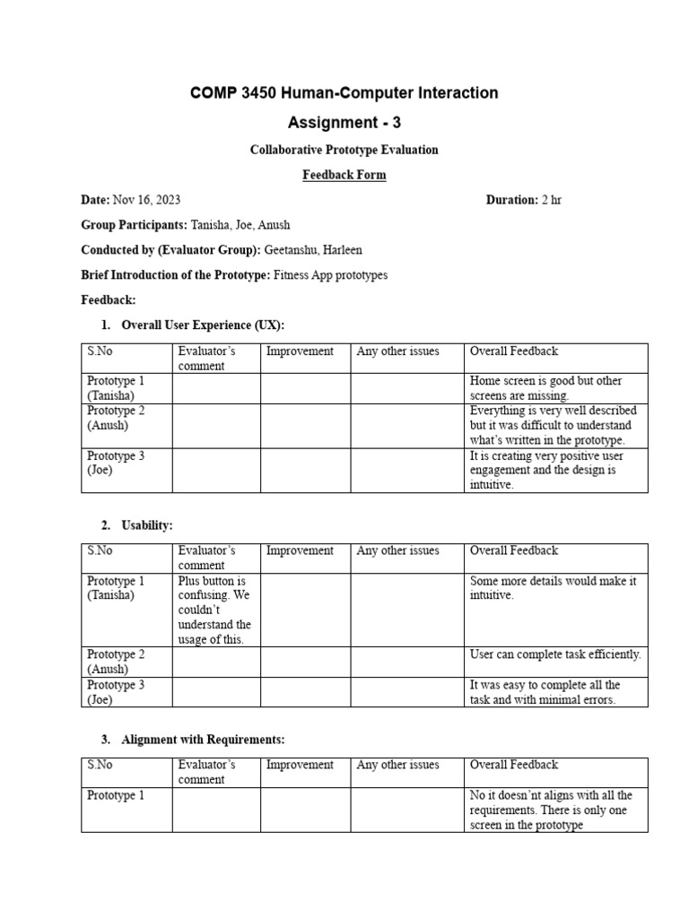Assignment-3 Prototypeevaluation Group2 | PDF | Usability | Human–Computer Interaction