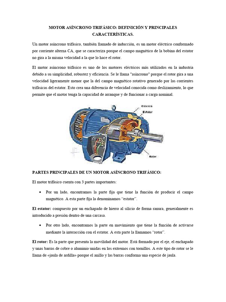 Motor Asíncrono Trifásico | PDF | Motor eléctrico | Ingenieria Eléctrica