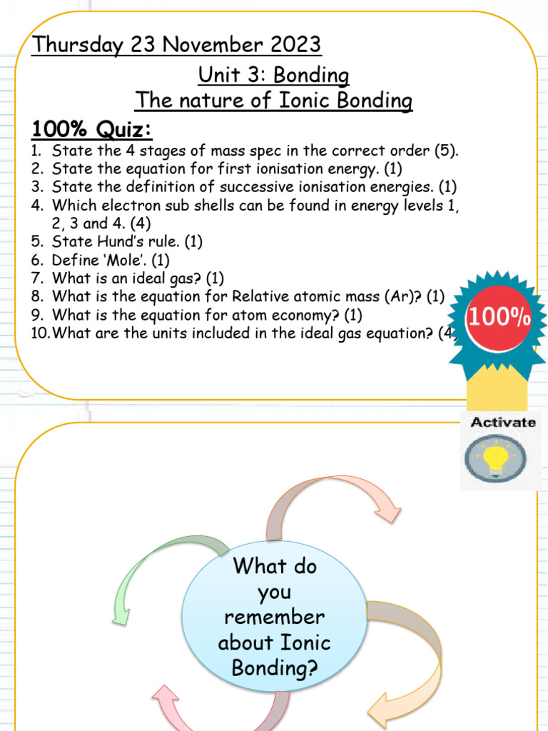 Lesson 1. Ionic Bonding | PDF | Ionic Bonding | Chemical Compounds