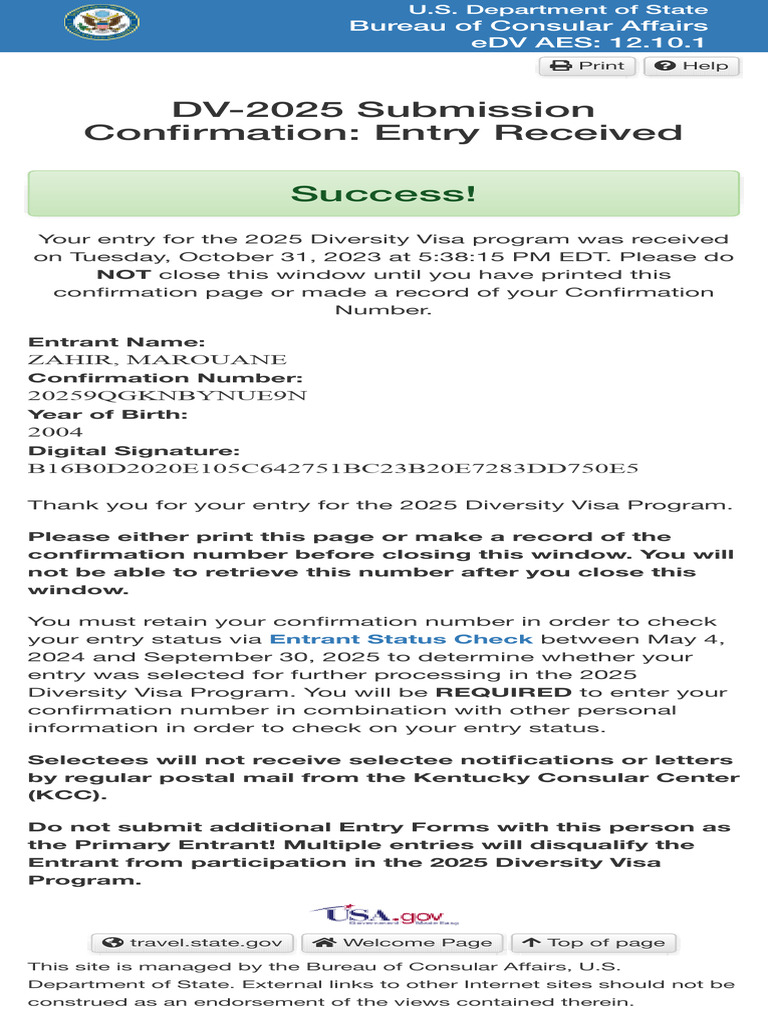 Electronic Diversity Visa Program | PDF | Law