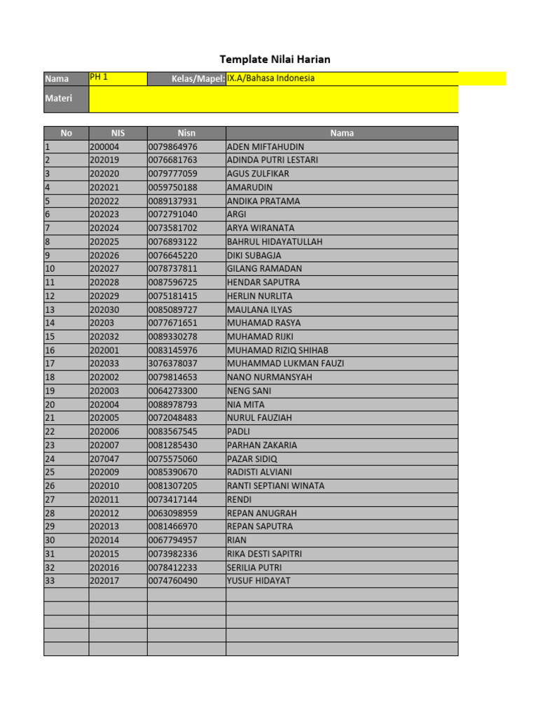 Nilai Harian Ix A Fikih Pdf