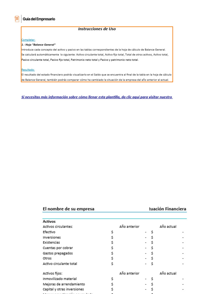 Formato de Balance General en Excel | PDF | Hoja de balance | Valor neto