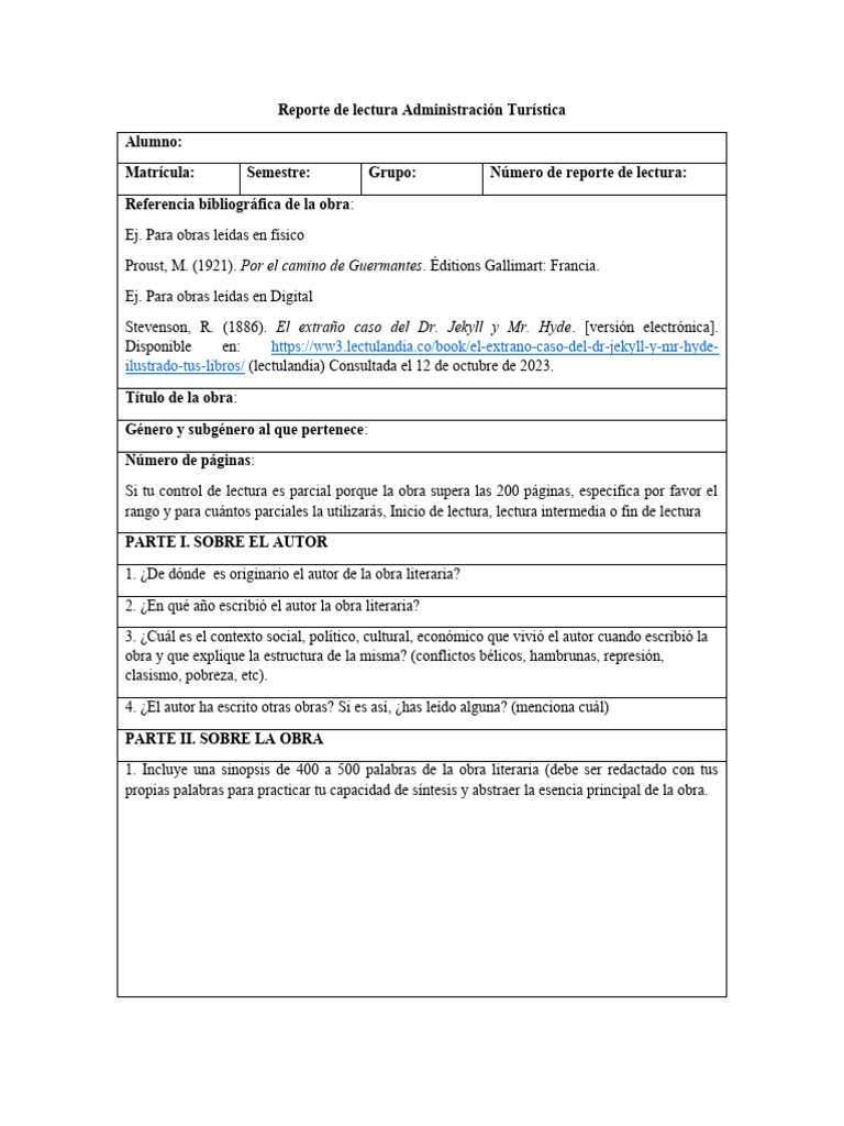 Reporte de Lectura: Análisis Literario | PDF | Ficción general