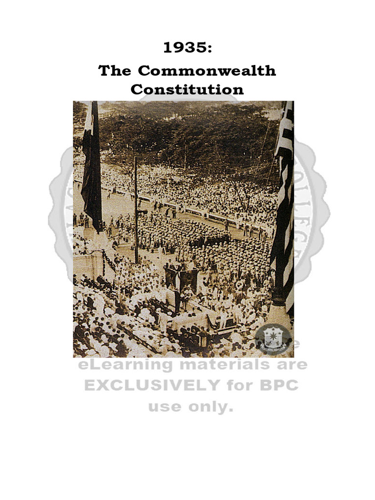 1935 Commonwealth Constitution Overview | PDF | Philippines | Justice