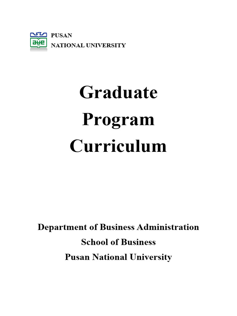 Pusan National University MBA Curriculum | PDF | Strategic Management ...
