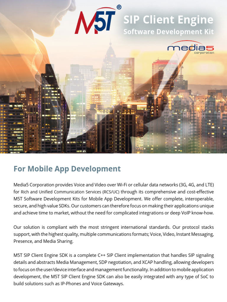 M5T SIP Client Engine SDK For Mobile App Development | PDF | Session Initiation Protocol | Ip ...