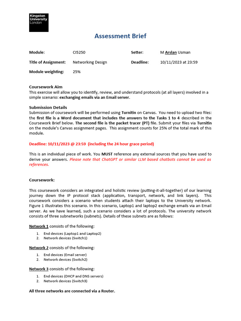 Assignment Brief | PDF | Ip Address | Computer Network