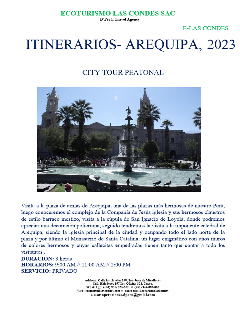Itinerarios - Tours Arequipa, Ecoturismo Travel | PDF