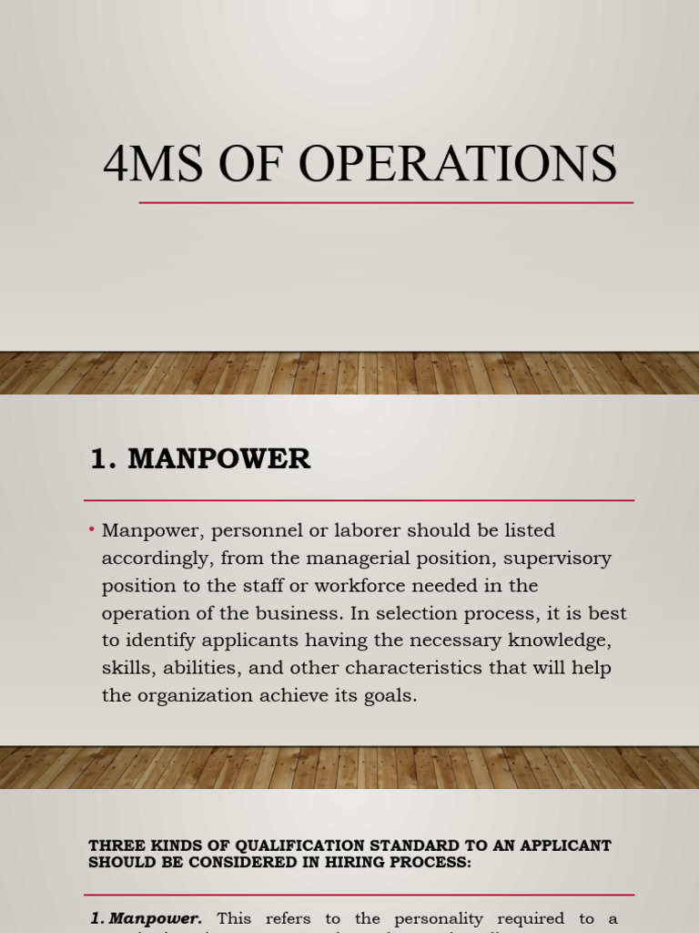 4MS of Operations | PDF | Human Resources | Business