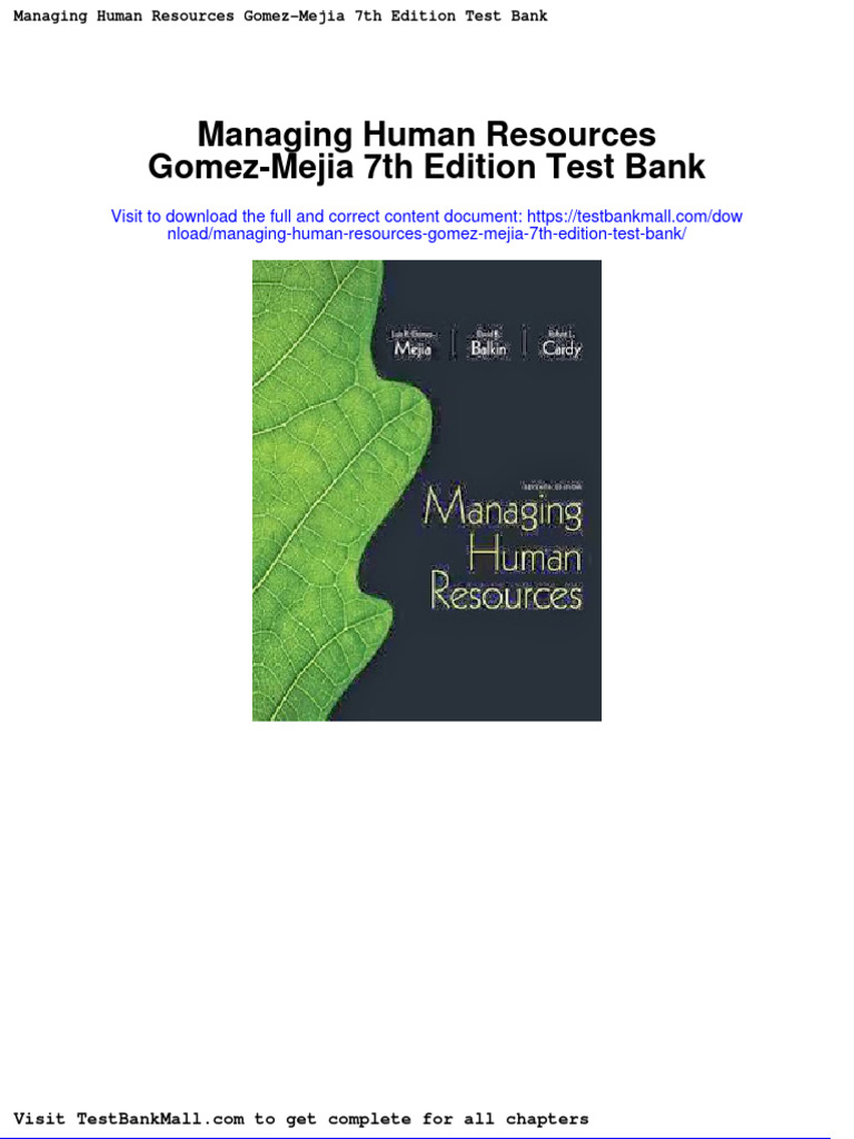 Managing Human Resources Gomez Mejia 7th Edition Test Bank | PDF ...