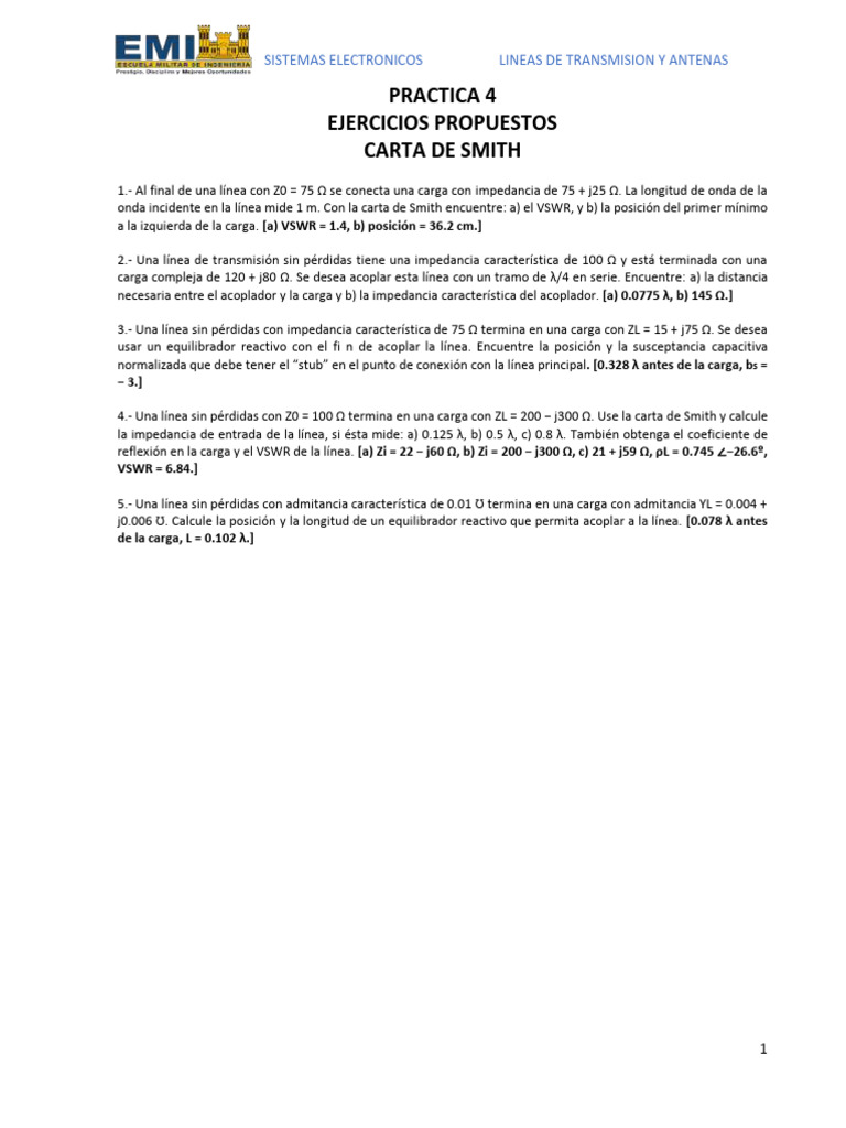 Ejercicios - Propuestos - 4 - Carta de Smith | PDF
