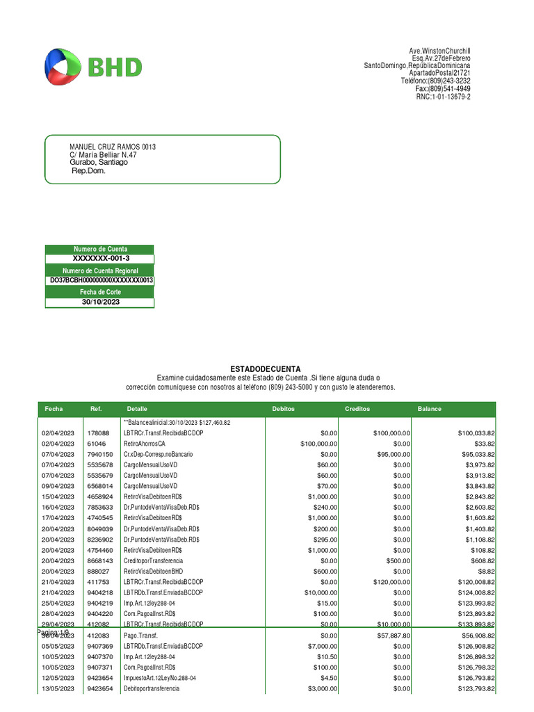 Estado de Cuenta - Manuel Cruz Ramos | PDF