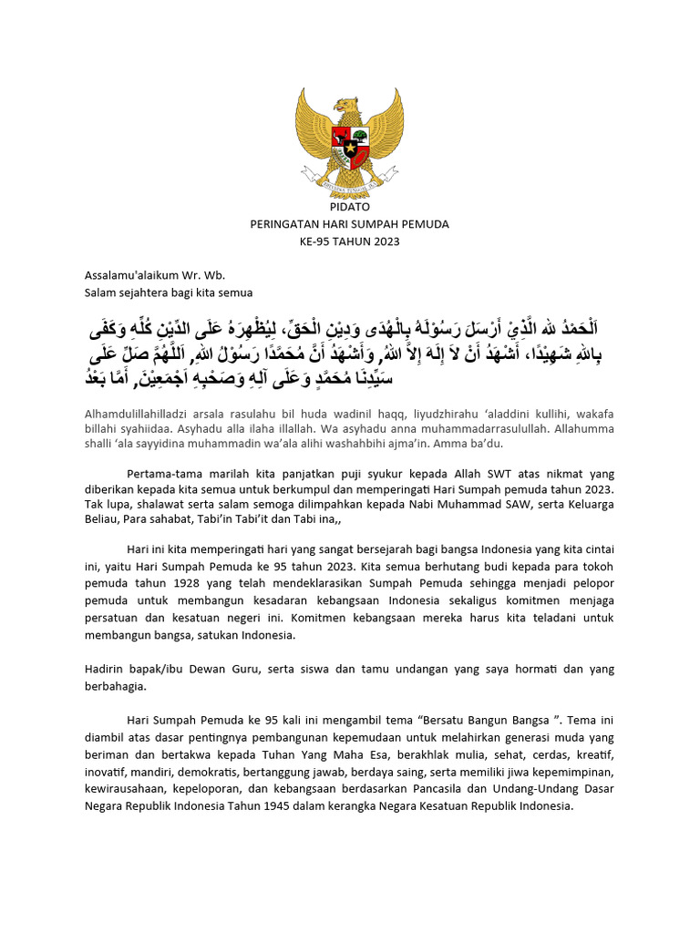 PIDATO Sumpah Pemuda | PDF | Agama & Spiritualitas