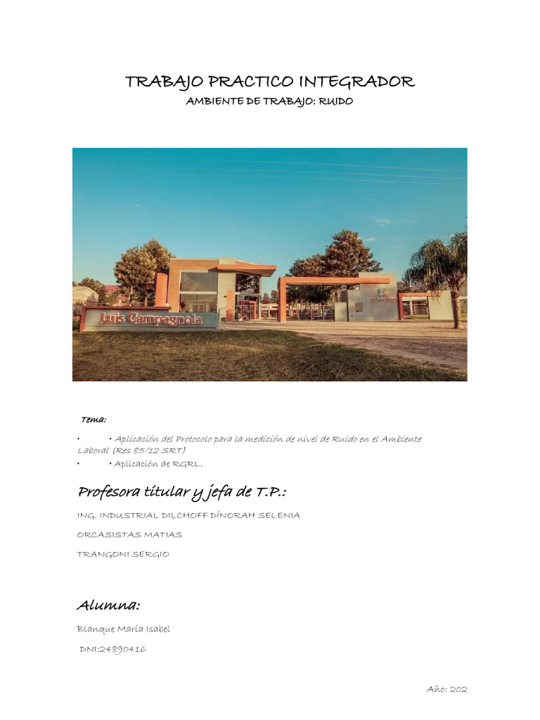 Trabajo Practico Integrador 2023 Maria Blanque | PDF | ruido | Sonido