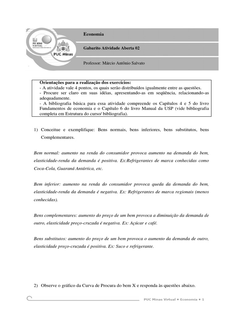 Gabarito Atividade02 | PDF | Demanda | Economias