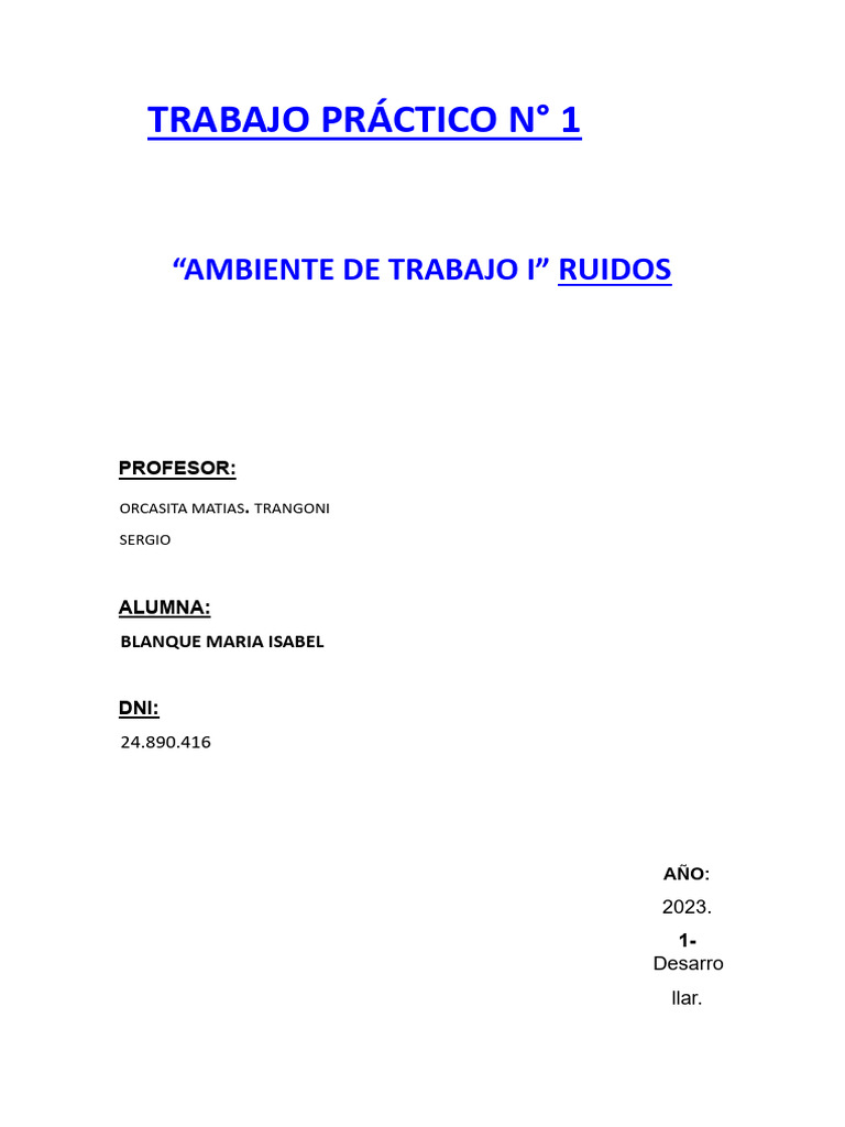 TP N°1 Ruidos - Blanque María PDF | PDF | Sonido | ruido