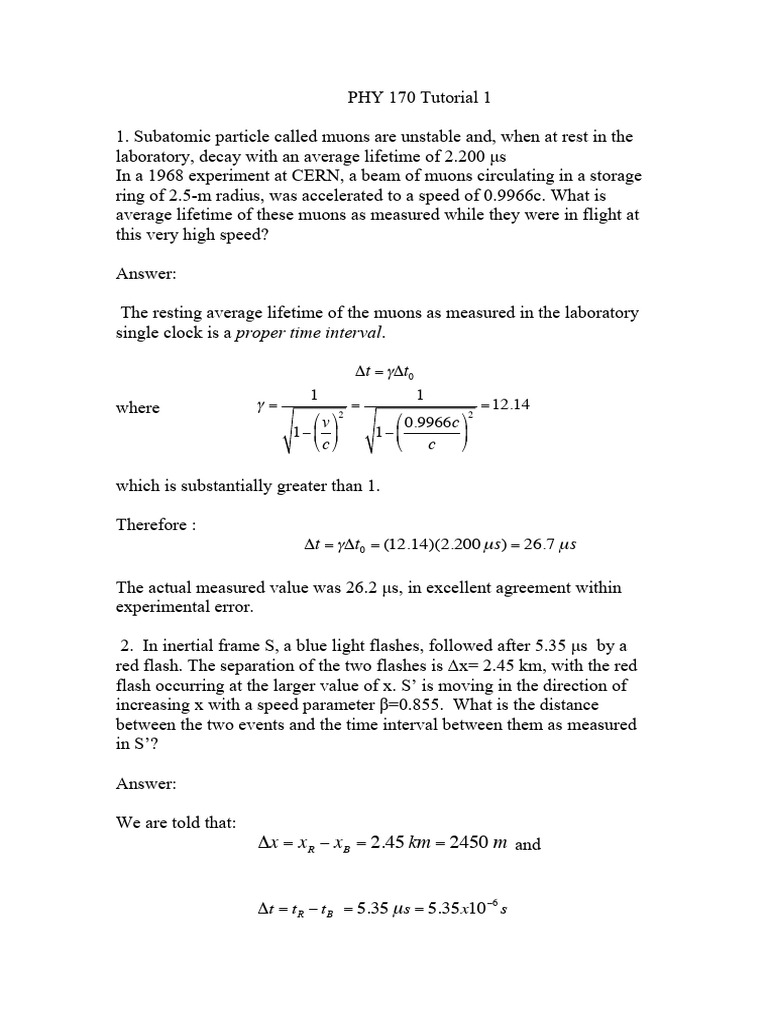 Tutorial 1 | PDF | Physics | Physical Sciences