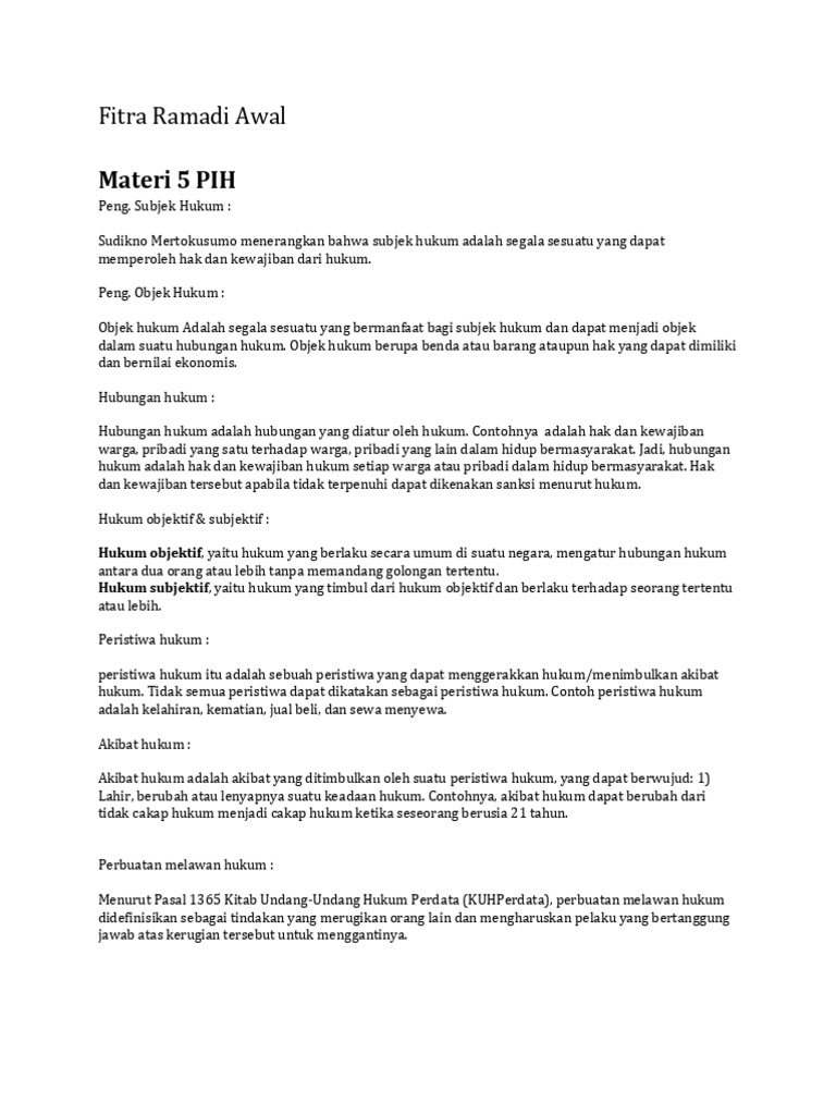 Materi 5 PIH - Fitra Ramadi Awal | PDF | Ilmu Sosial