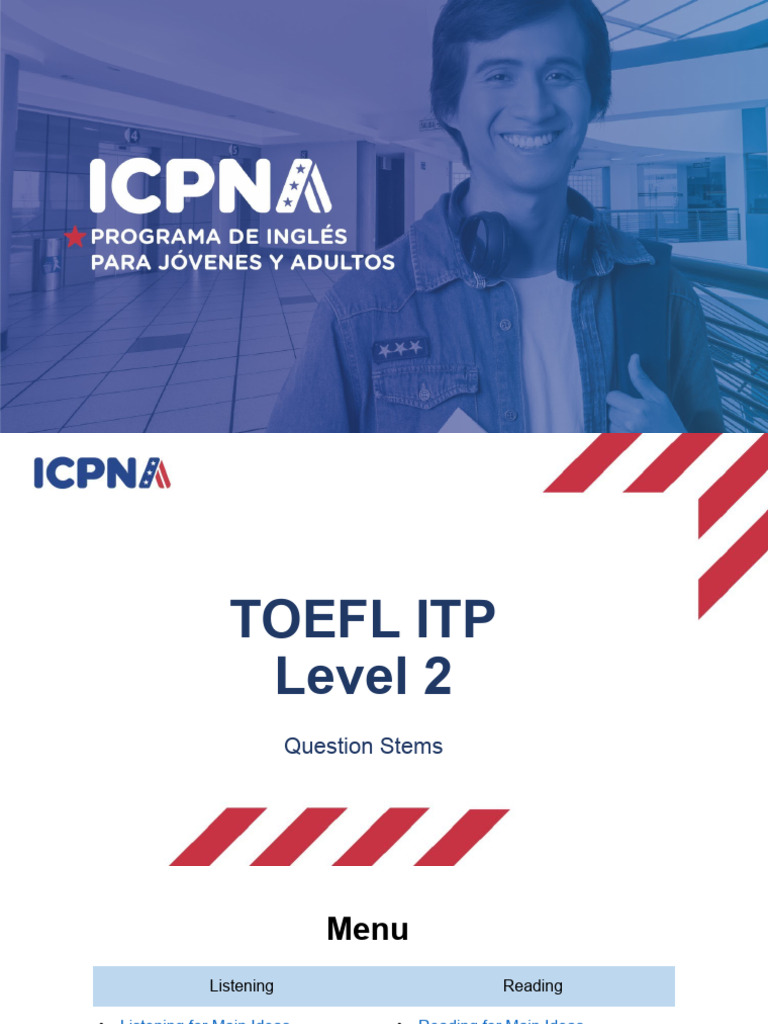 TOEFL ITP Level 2 - Question Stems | PDF | Inference | Human Communication