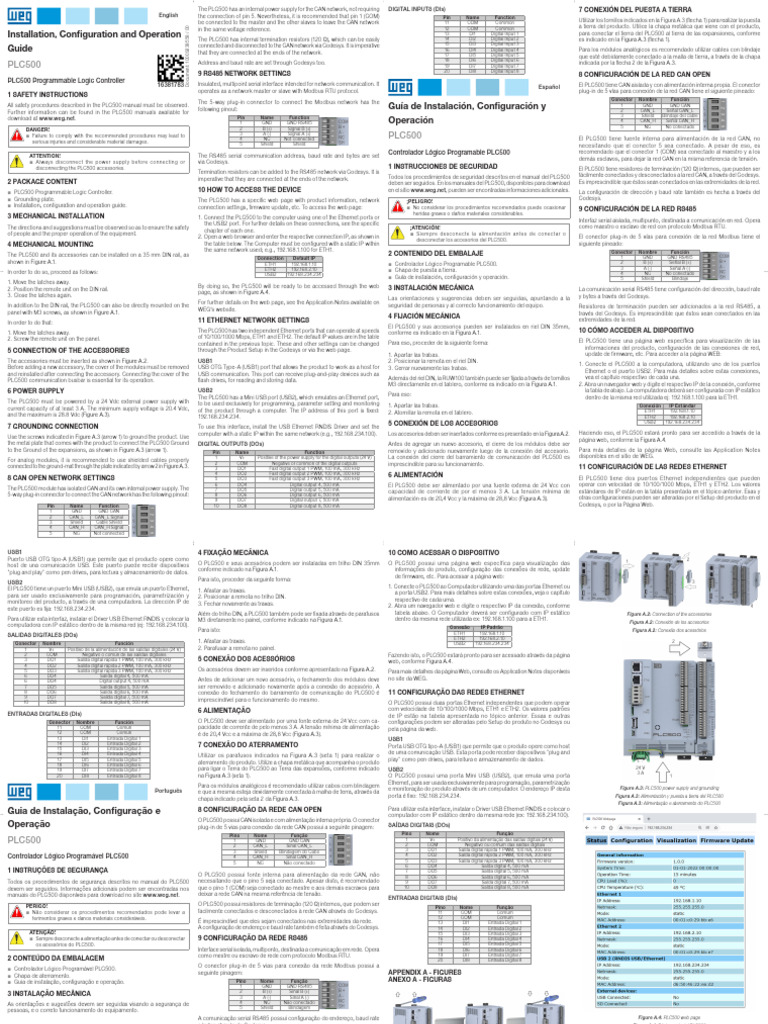 WEG PLC500 Installation Guide 10009238558 en Es PT | PDF | Protocolos de internet | Tecnología ...
