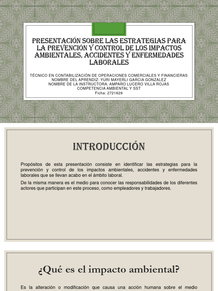 Presentación Sobre Las Estrategias para La Prevención Y Control de Los Impactos Ambientales ...