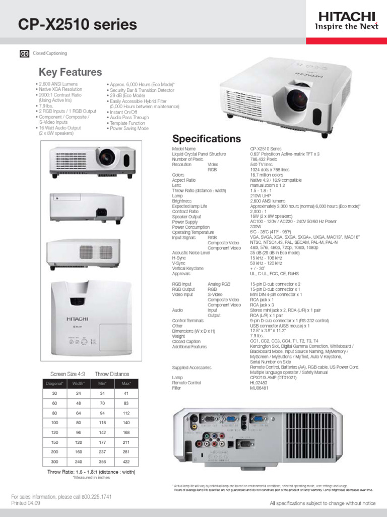 Projector Spec 4907 | PDF | Rgb Color Model | Television Technology